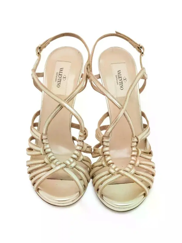 Valentino Garavani Metallic Leather Strappy Stiletto Sandals