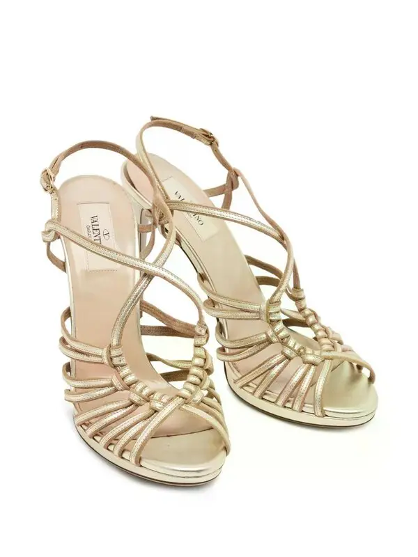 Valentino Garavani Metallic Leather Strappy Stiletto Sandals