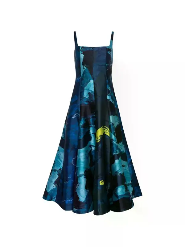 ROKSANDA Zelia Abstract-print Sleeveless Midi Dress - Blue