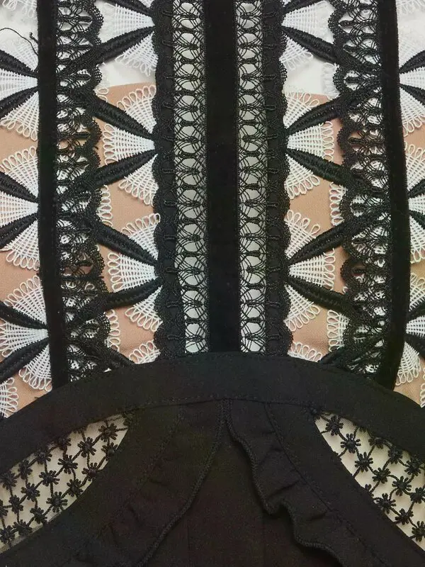 SELF-PORTRAIT Guipure Lace Pleated Maxi Dress