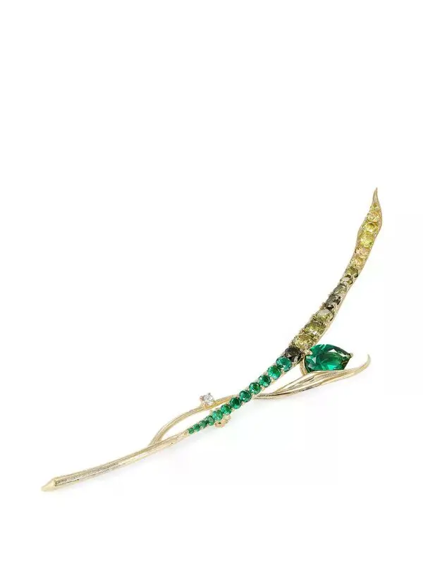 ANABELA CHAN Emerald Blades Of Grass Brooch