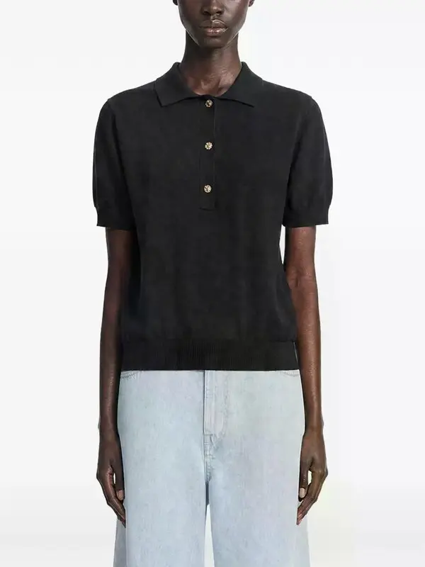 Max Mara Pomposa Ribbed-knit Short-sleeve Polo Shirt