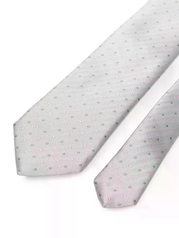 SAPIO Polka-dot Herringbone Pattern Tie - Grey