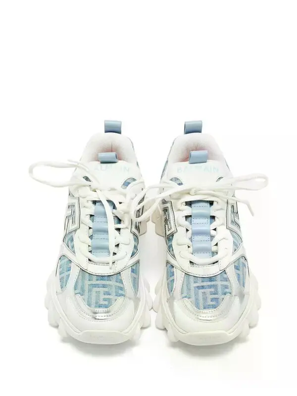 Balmain B-east Monogram Paneled Lace-up Sneakers