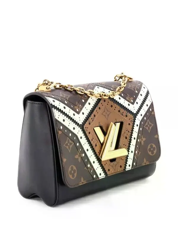 LOUIS VUITTON Twist Handbag Limited Edition Brogue Reverse Monogram Canvas And Leather Mm Shoulder Bag - Brown