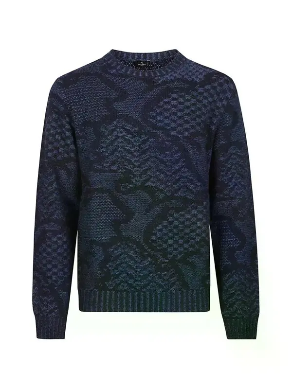 Etro Geometric-pattern Wool Sweater - Blue