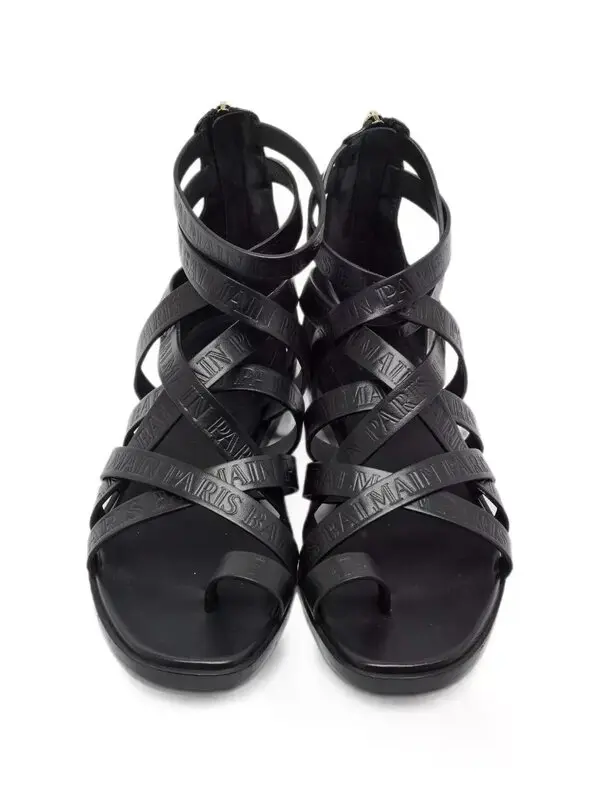 Balmain Logo-embossed Flat Sandals