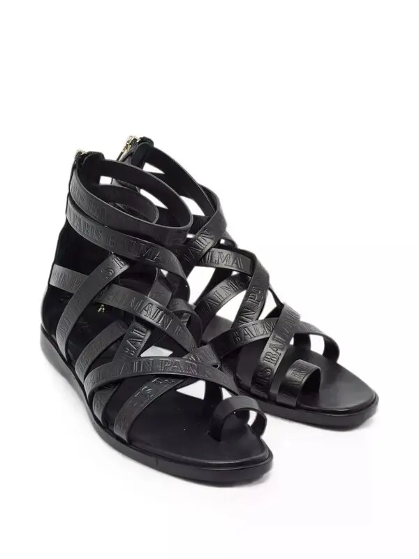 Balmain Logo-embossed Flat Sandals