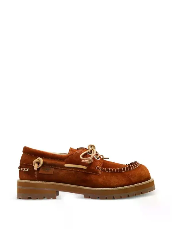 Moschino Suede Boat Loafers - Brown