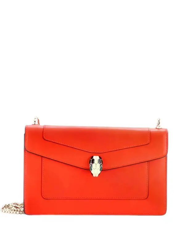 BVLGARI Serpenti Forever Wallet On Chain Leather Small Crossbody Bag - Red