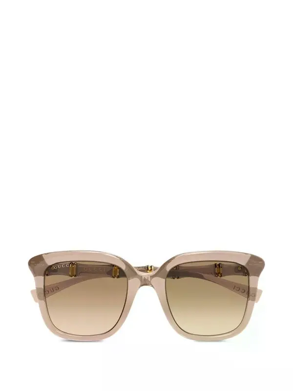 Gucci Bamboo-effect Square-frame Sunglasses - Neutrals