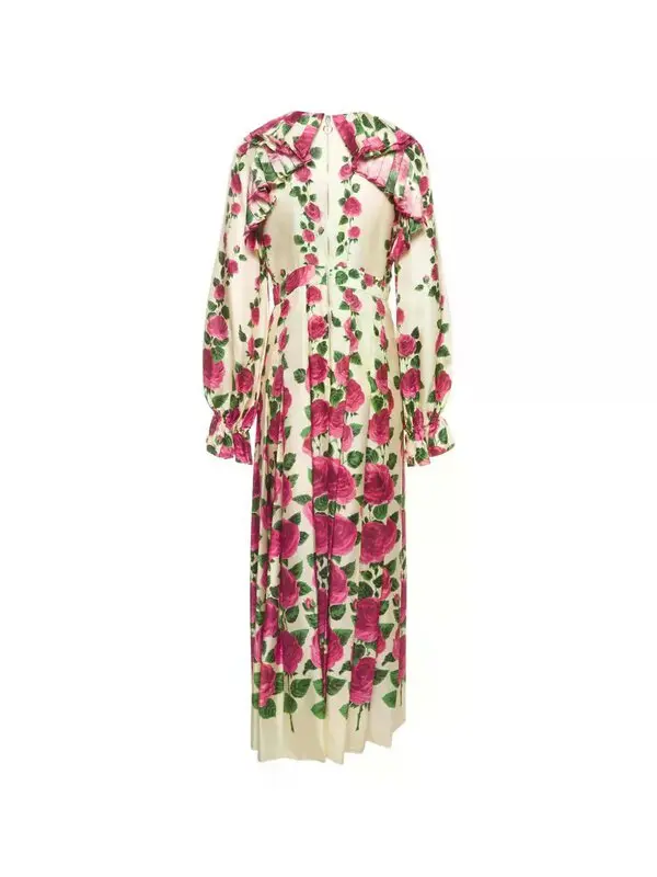 Gucci Rose Garden Ruffled Maxi Dress - Neutrals