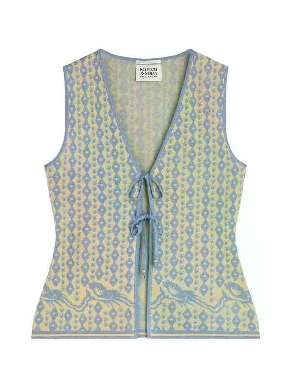 Scotch & Soda Geometric Pattern Tie-fastening Vest