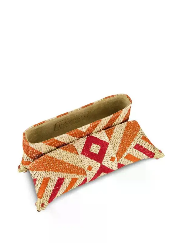 BAVASH DESIGN Cecil Embroidered Straw-effect Clutch Bag
