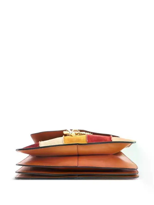 Chloé Faye Stitched Suede And Leather Medium Shoulder Bag - Brown