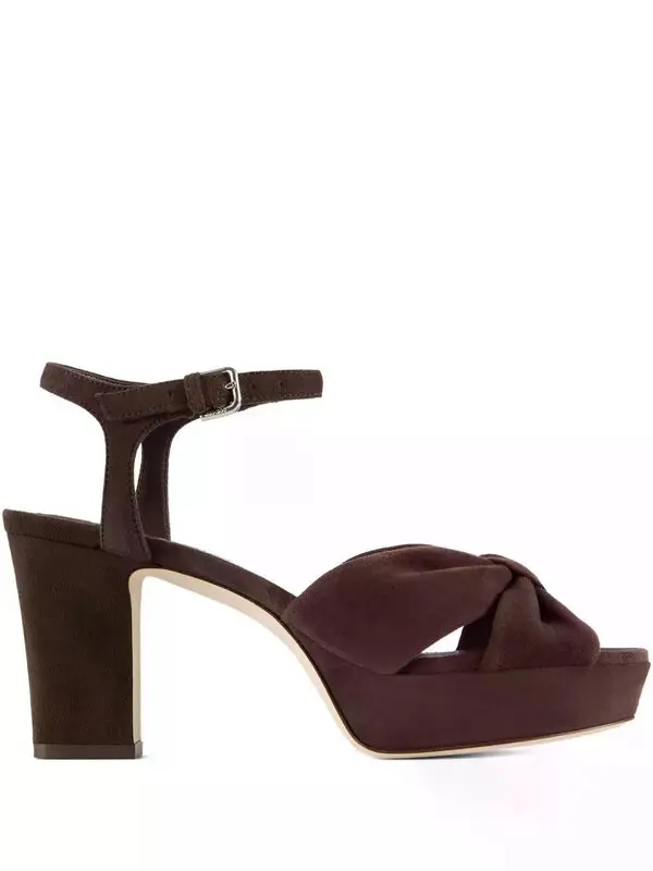 JIMMY CHOO Heloise 80 Suede Platform Sandals - Brown