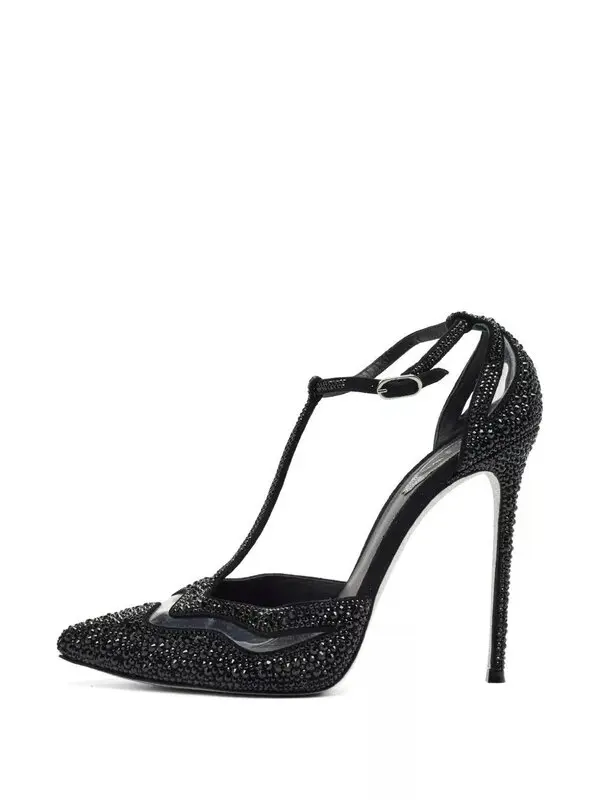 Rene Caovilla Crystal-embellished T-strap Pumps - Black