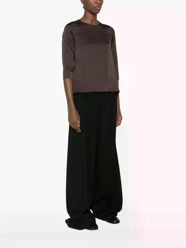 Imperial Satin-finish Keyhole-back Blouse