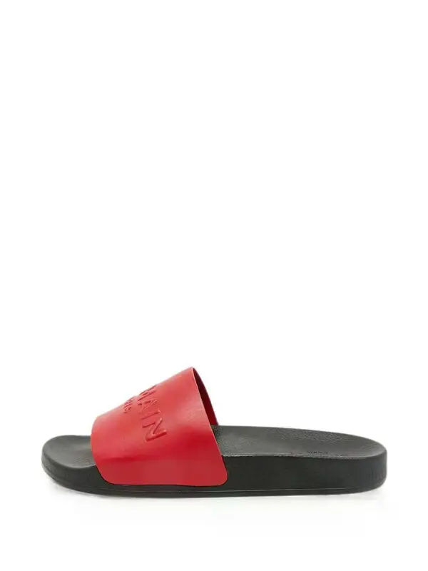 Balmain Logo-embossed Leather Sandals