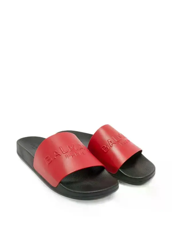 Balmain Logo-embossed Leather Sandals