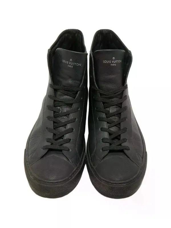 LOUIS VUITTON Leather Rainbow Graphic-print High Top Sneakers