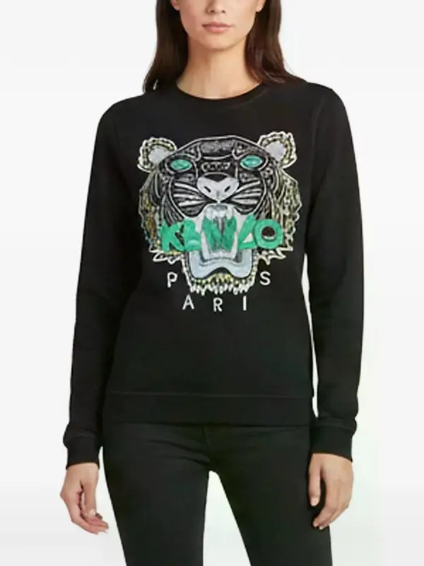 Kenzo Tiger Embroidered Cotton Sweatshirt