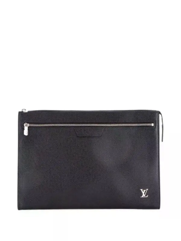 LOUIS VUITTON Zip Pochette Taiga Leather 24 Heures Clutch Bag