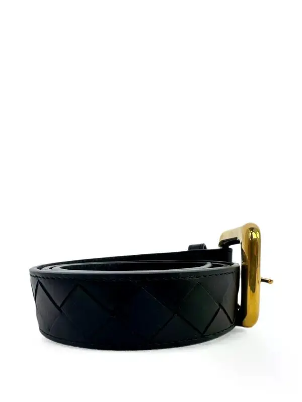 Bottega Veneta Contour Intrecciato Leather Belt - Black