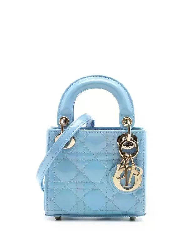 Dior Micro Patent Cannage Lady Satchel - Blue