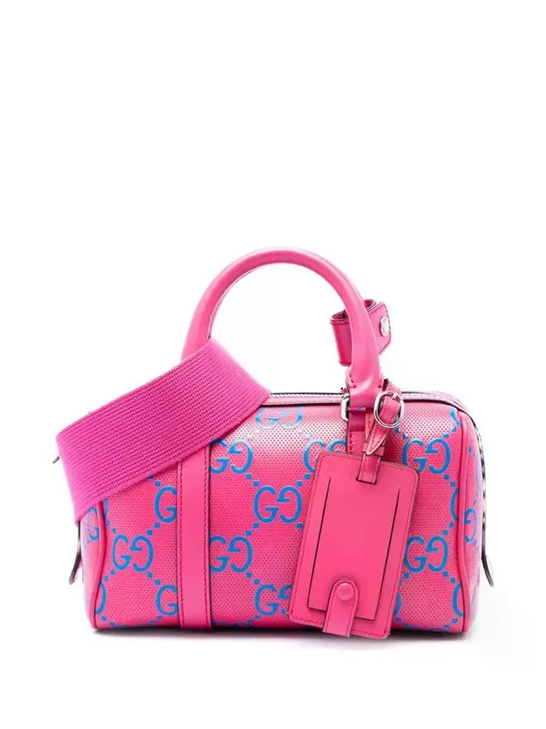 Gucci 2016-2026 Mini Jumbo Gg Perforated Leather Duffle Bag Satchel - Pink