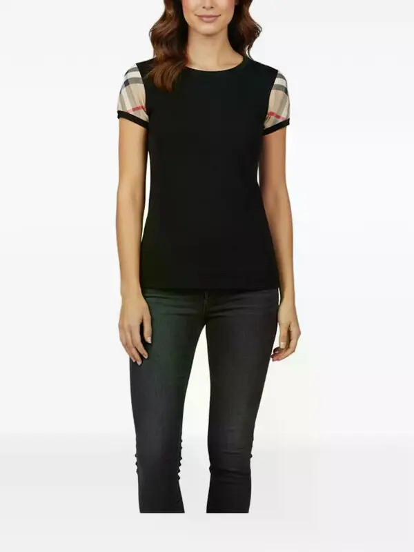 Burberry Check-panel Short Sleeve T-shirt - Black