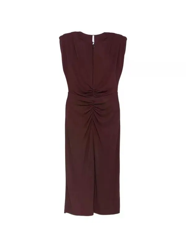 Imperial Ruched Keyhole Detail Dress - Brown