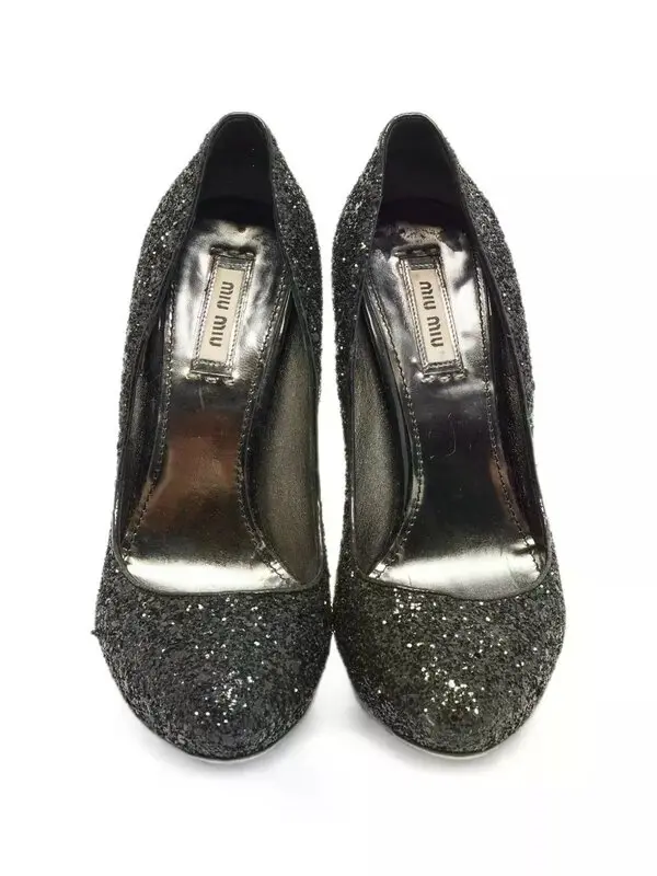 Miu Miu Glitter Round-toe Pumps