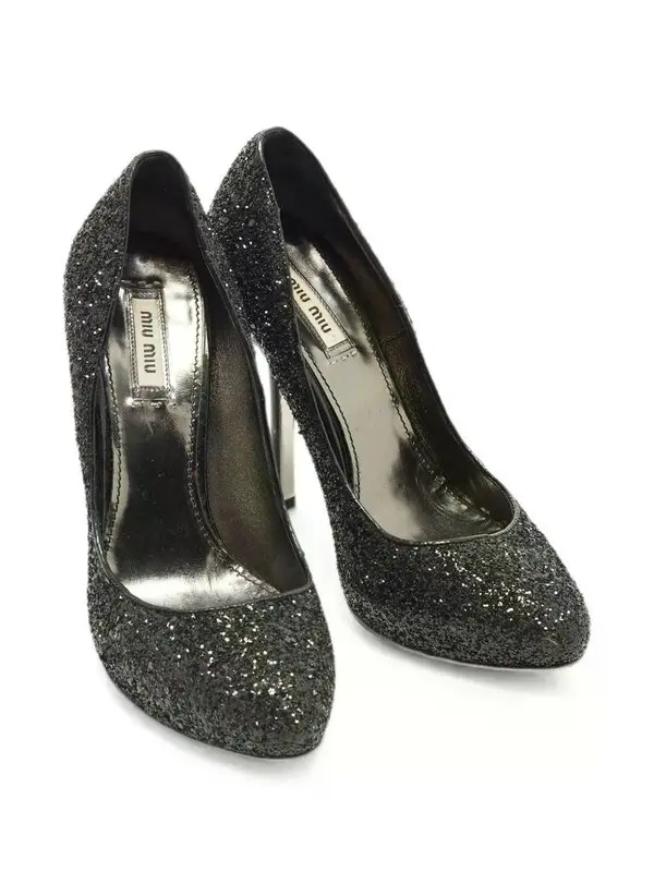 Miu Miu Glitter Round-toe Pumps