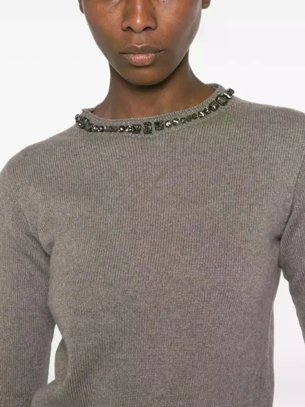 Fabiana Filippi Embellished Round Neck Fine Knit Sweater