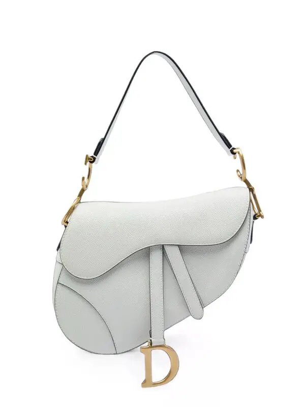 Dior 2021 Grained Calfskin Saddle Bag Shoulder Bag - White