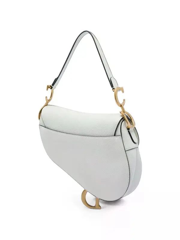 Dior 2021 Grained Calfskin Saddle Bag Shoulder Bag - White