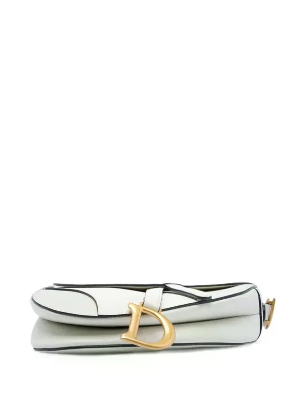 Dior 2021 Grained Calfskin Saddle Bag Shoulder Bag - White
