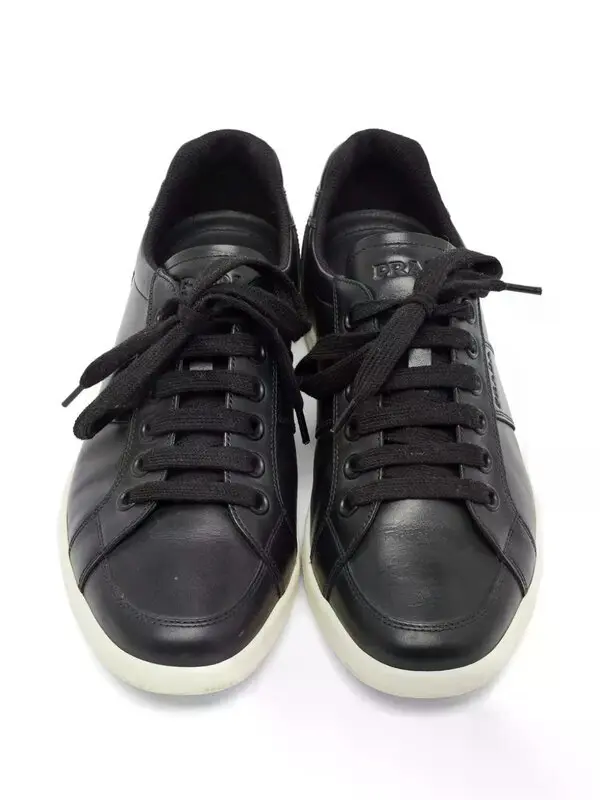 Prada Calf Leather Logo-debossed Lace-up Sneakers