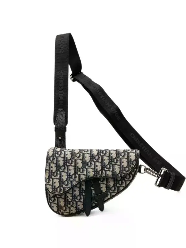 Dior 2020 Mini Oblique Canvas Saddle Belt Bag Satchel - Blue