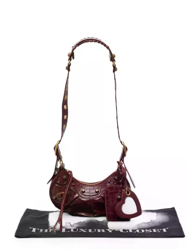 Balenciaga Le Cagole Croc-embossed Shoulder Bag