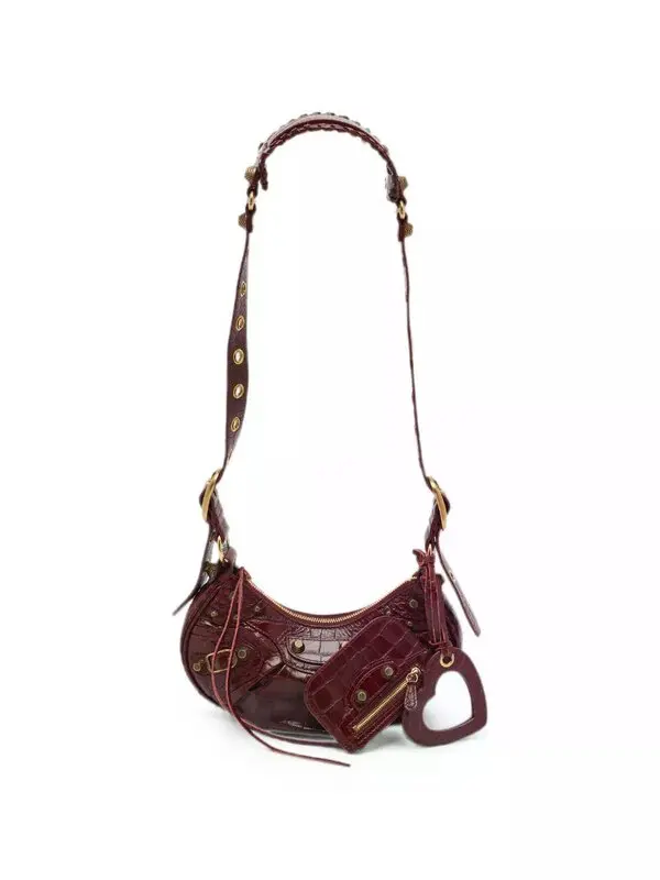 Balenciaga Le Cagole Croc-embossed Shoulder Bag