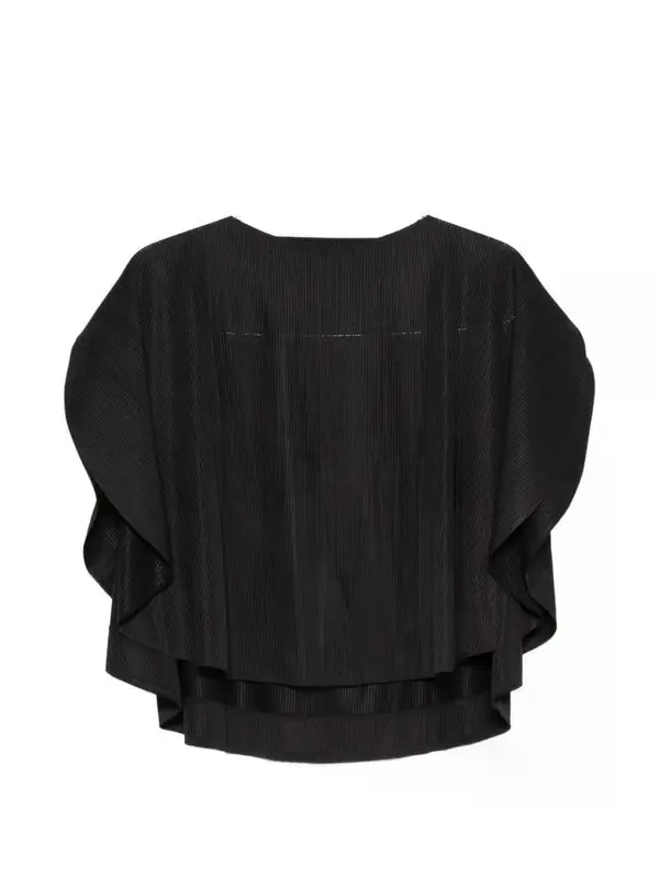 Issey Miyake Pleated Cape-sleeve T-shirt - Black