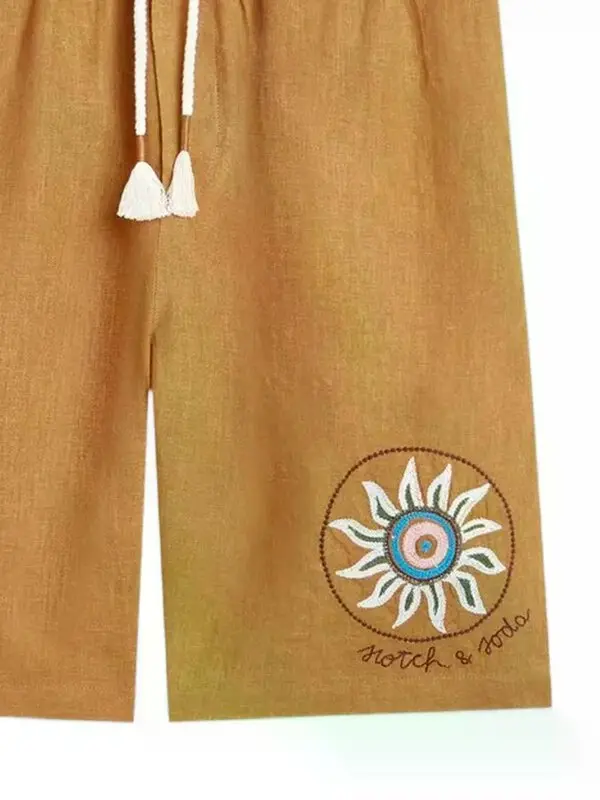 Scotch & Soda Embroidered Sun Motif Drawstring Shorts