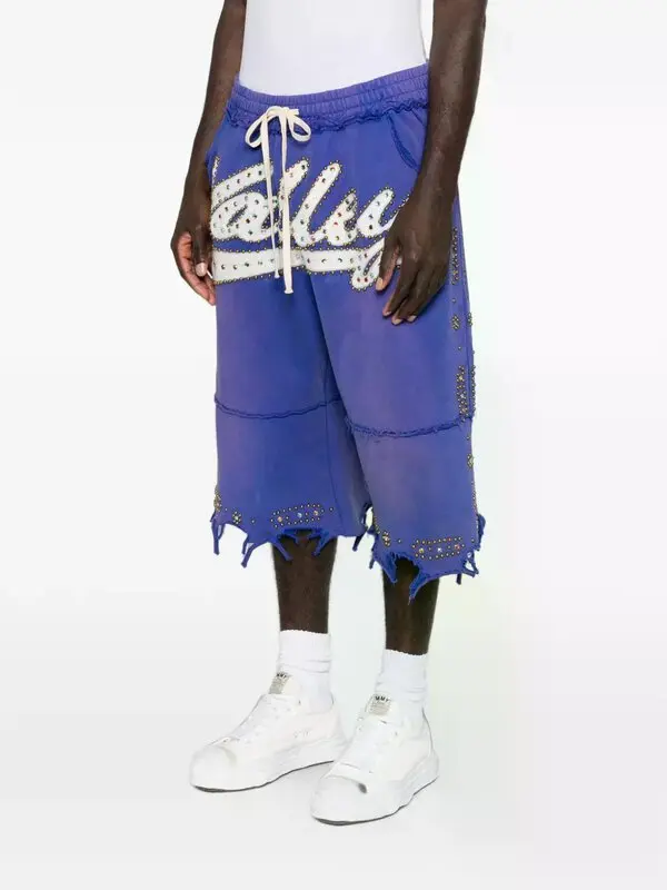 VALE FOREVER Embellished Frayed-edge Shorts