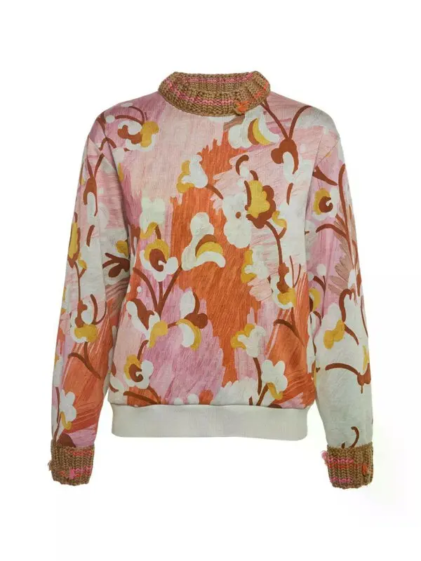 Prada Printed Floral Crew Neck Sweatshirt