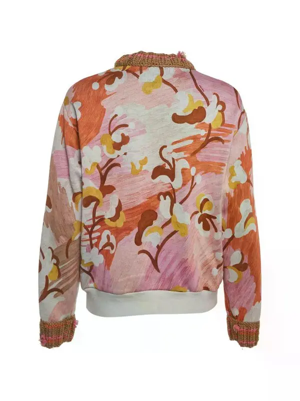 Prada Printed Floral Crew Neck Sweatshirt - Pink