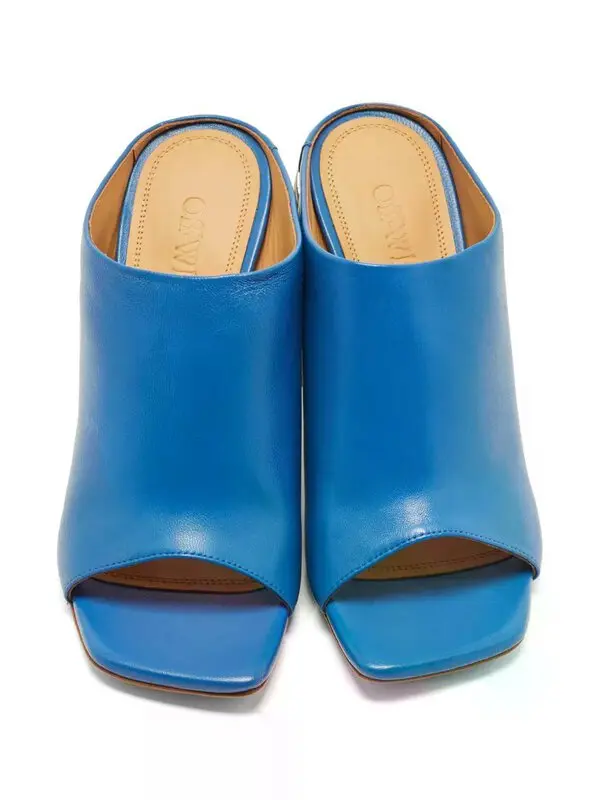 Off-White Metallic Sculptural Block Heel Sandals - Blue
