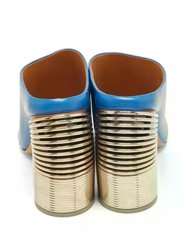 Off-White Metallic Sculptural Block Heel Sandals - Blue