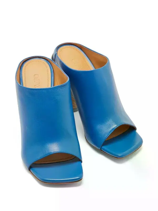 Off-White Metallic Sculptural Block Heel Sandals - Blue